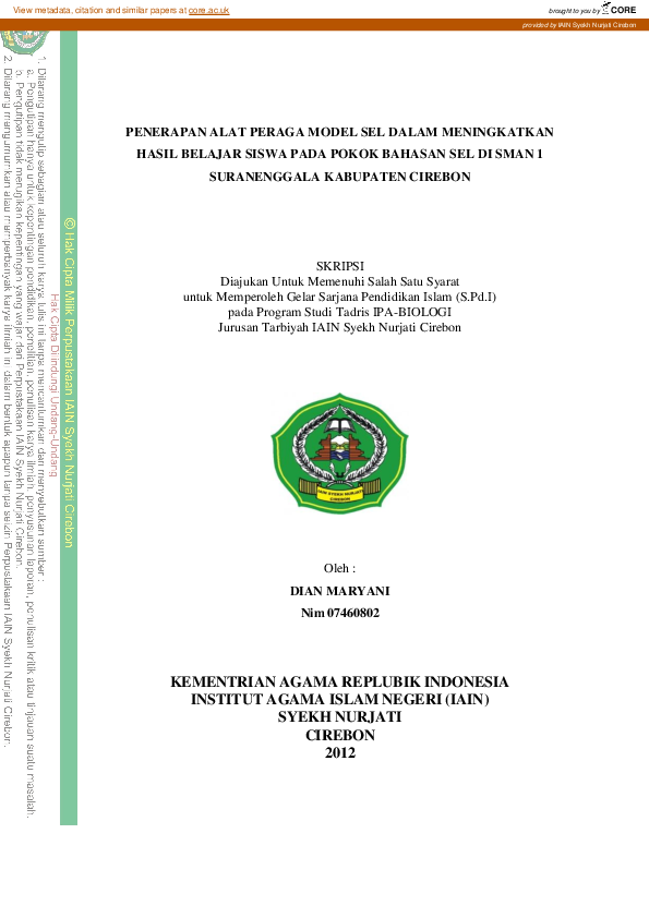 (PDF) Penerapan Alat Peraga Model Sel Dalam Meningkatkanhasil Belajar ...