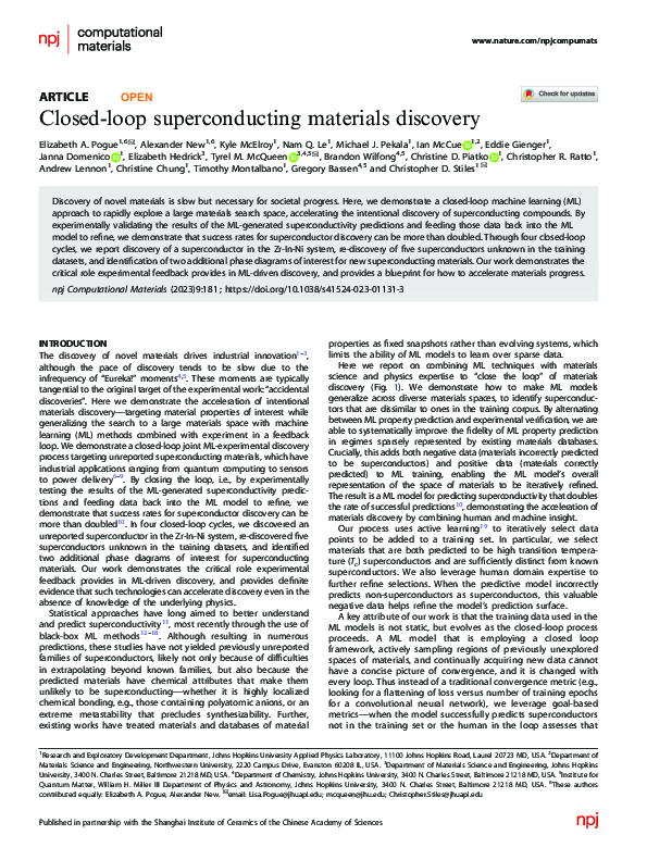 Pdf Closed Loop Superconducting Materials Discovery