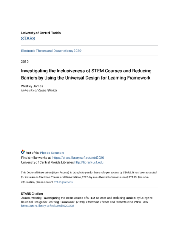 (PDF) Investigating the Inclusiveness of STEM Courses and Reducing Barriers by Using the ...