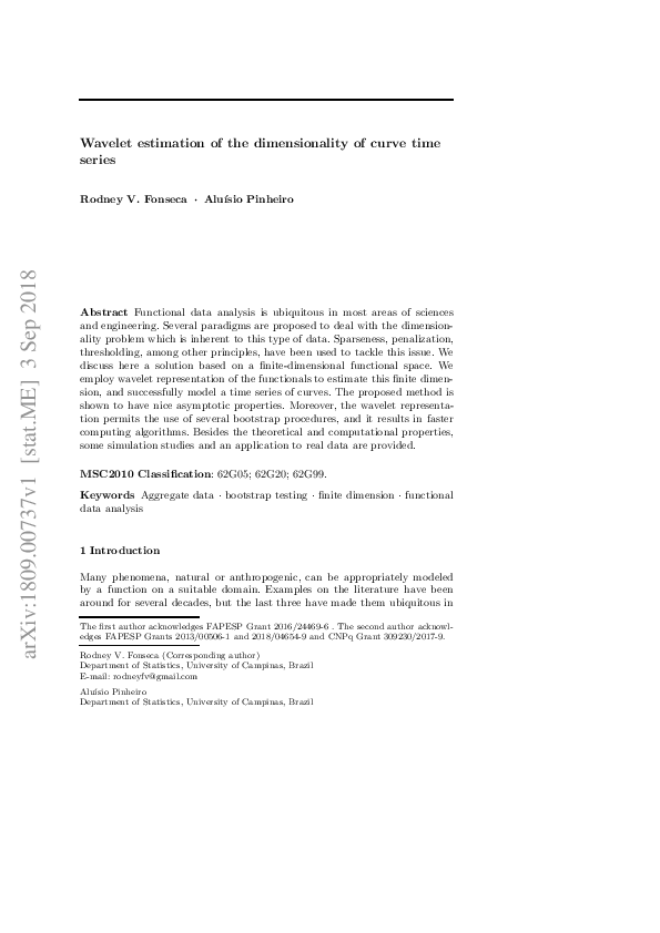 Pdf Wavelet Estimation Of The Dimensionality Of Curve Time Series