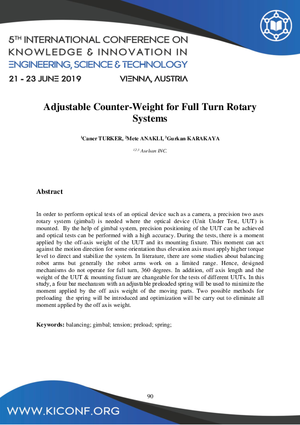(PDF) Adjustable Counter-Weight for Full Turn Rotary Systems