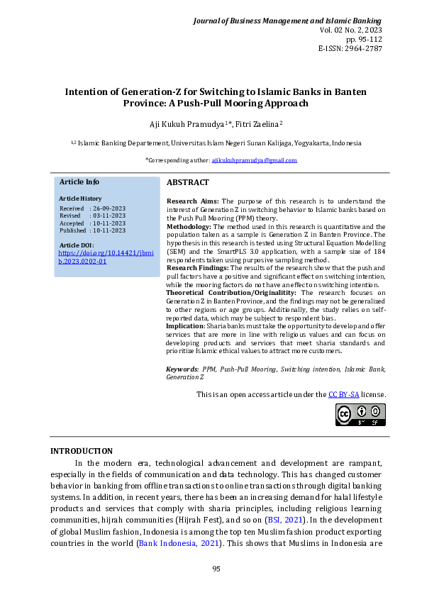 (PDF) Intention of Generation-Z for Switching to Islamic Banks In ...
