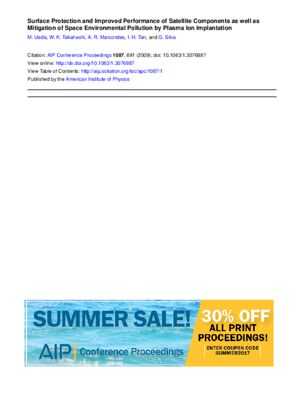 (PDF) Surface Protection and Improved Performance of Satellite Components as well as Mitigation ...