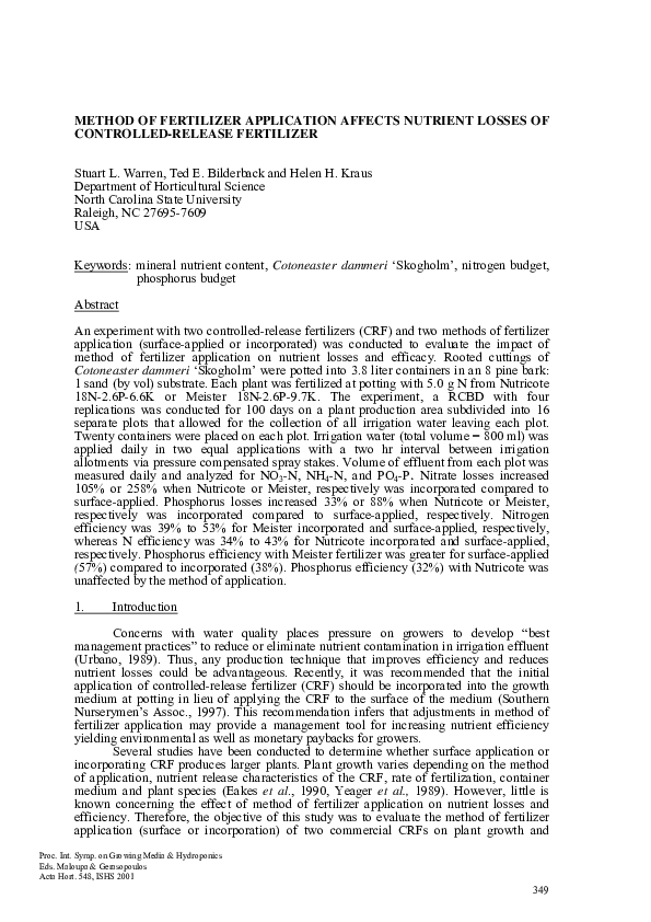 (PDF) Method of Fertilizer Application Affects Nutrient Losses of ...
