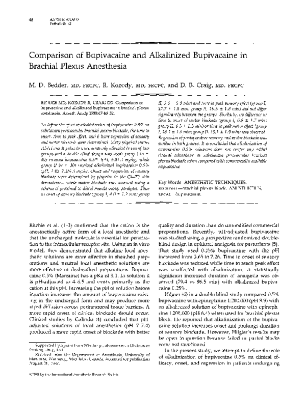 (PDF) A Comparison of Bupivacaine and Alkalinized Bupivacaine in ...
