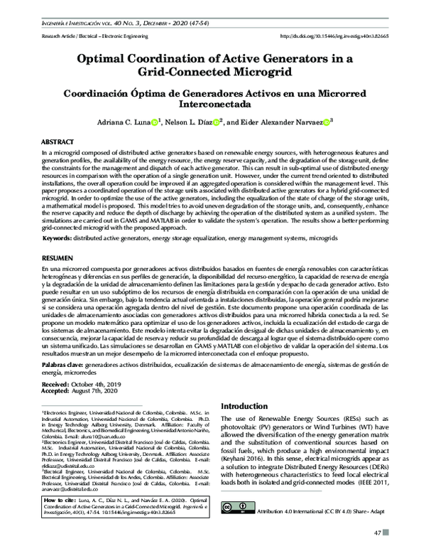 (PDF) Optimal Coordination of Active Generators in a Grid-Connected Microgrid
