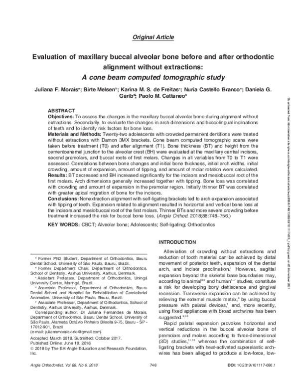 (PDF) Evaluation of maxillary buccal alveolar bone before and after orthodontic alignment ...
