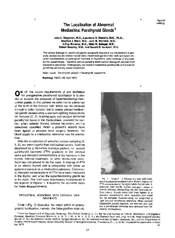 (PDF) The Localization of Abnormal Mediastinal Parathyroid Glands | Robert Beazley - Academia.edu