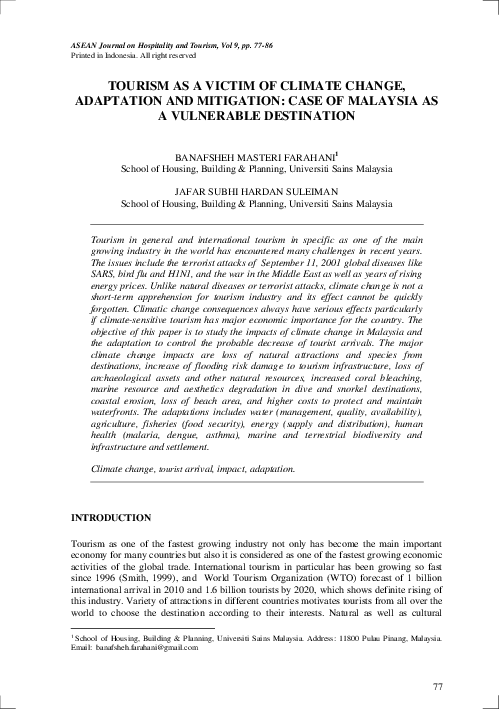 (PDF) Tourism as a Victim of Climate Change, Adaptation and Mitigation ...