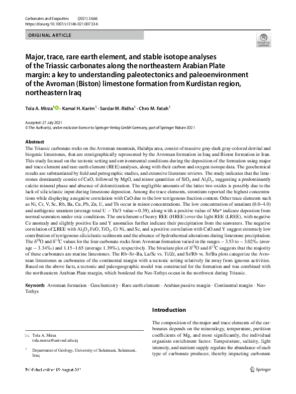 (PDF) Mirza2021 Avroman Article MajorTraceRareEarthElementAndS