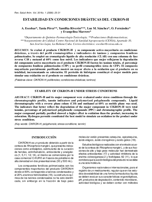 (PDF) Stability of CIKRON-H under stress conditions