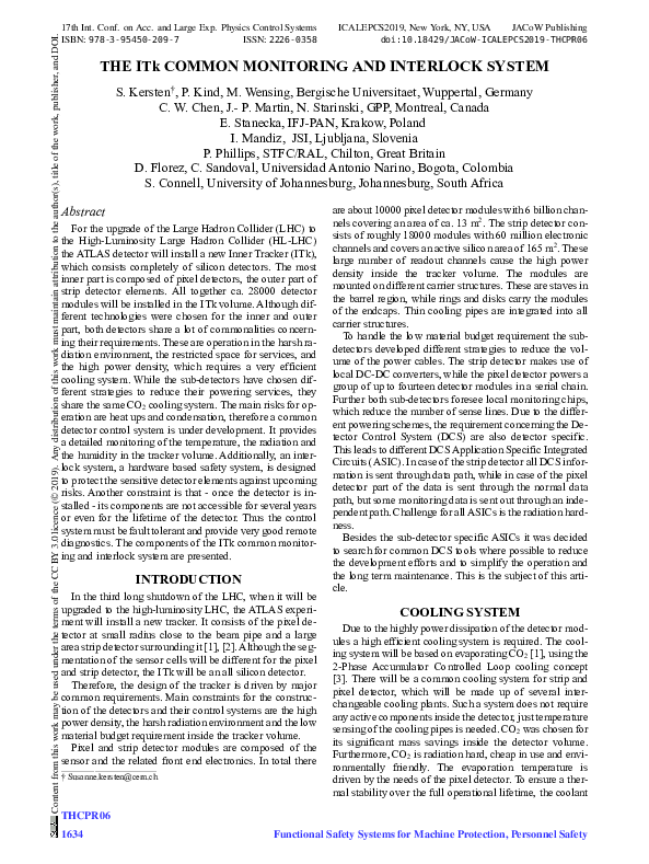(PDF) The ITk Common Monitoring and Interlock System