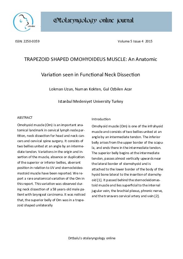 (PDF) Trapezoid Shaped Omohyoideus Muscle: An Anatomic Variation Seen ...
