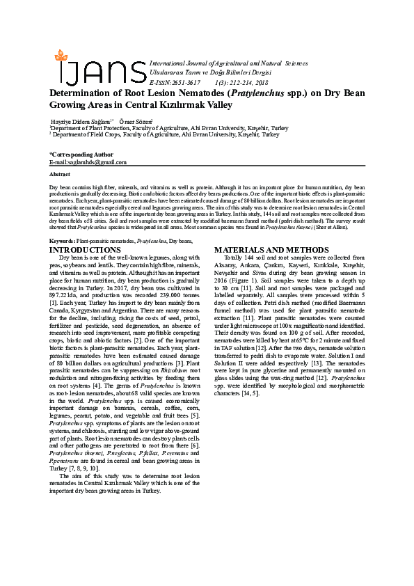 (PDF) Determination of Root Lesion Nematodes (Pratylenchus spp.) on Dry ...