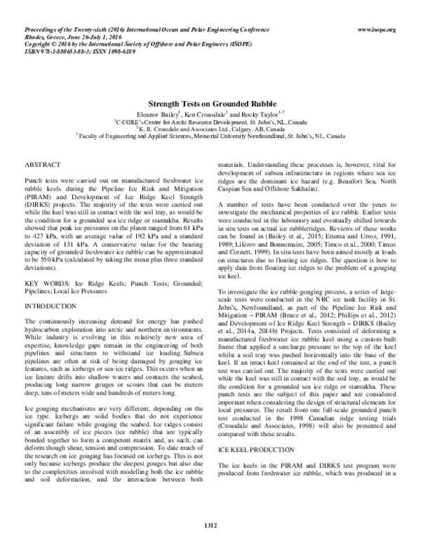 (PDF) Strength Tests on Grounded Rubble