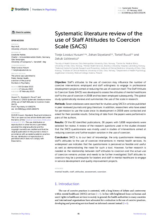 (PDF) Systematic literature review of the use of Staff Attitudes to ...