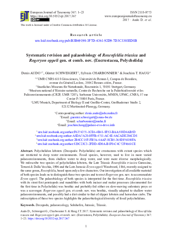 (PDF) Systematic revision and palaeobiology of Rosenfeldia triasica and ...
