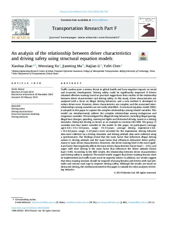 (PDF) An analysis of the relationship between driver characteristics and driving safety using ...