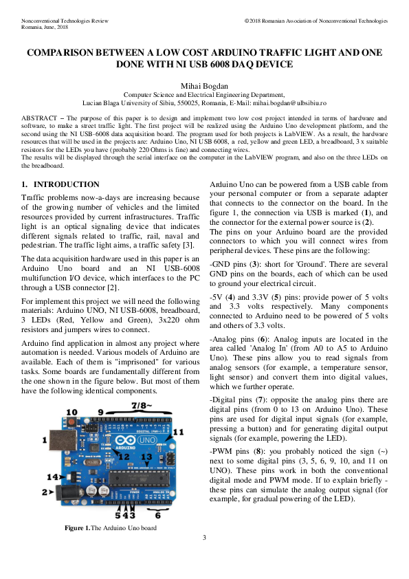 (PDF) Comparison Between a Low Cost Arduino Traffic Light and One Done with Ni Usb 6008 Daq Device