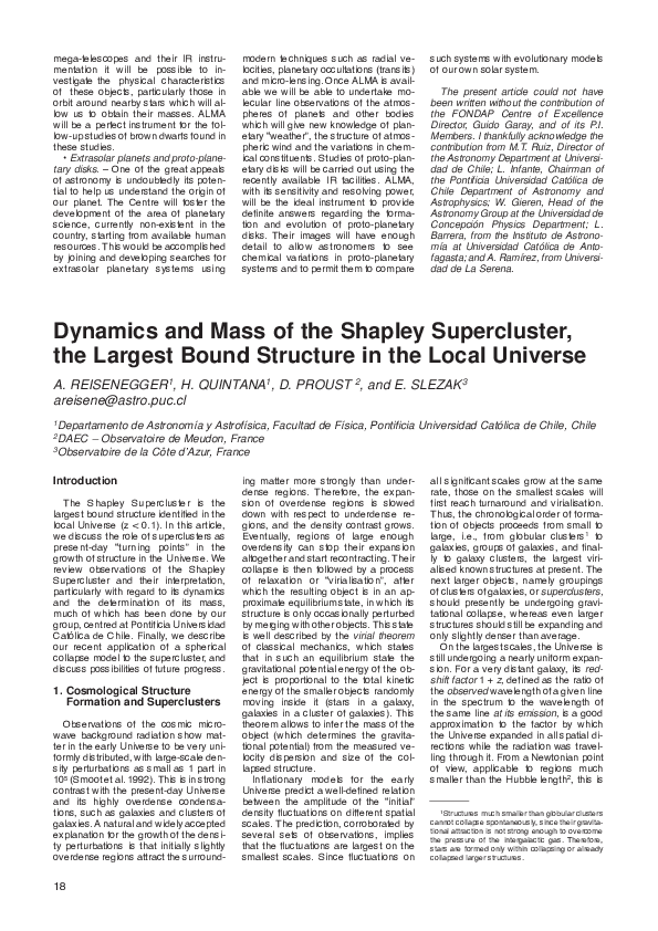 (PDF) Dynamics and mass of the Shapley Supercluster, the largest bound structure in the local ...