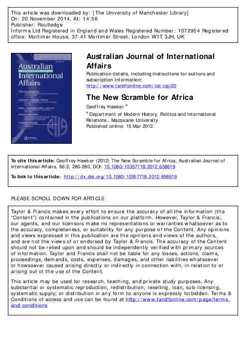 (PDF) The “New Scramble” for Africa