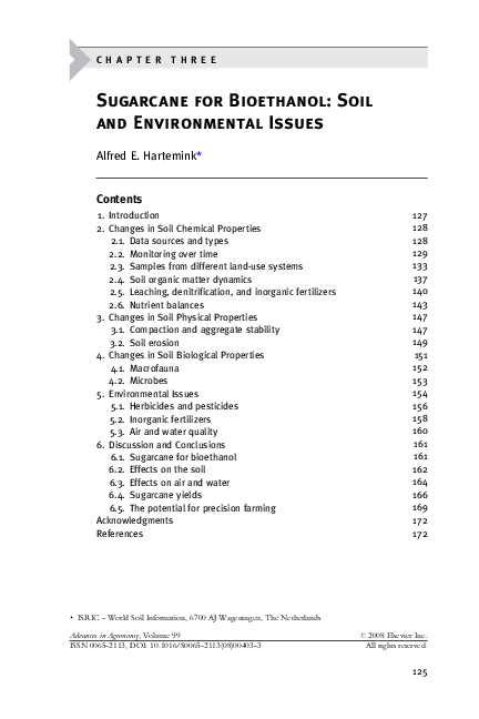 (PDF) Sugarcane for bioethanol: Soil and environmental issues