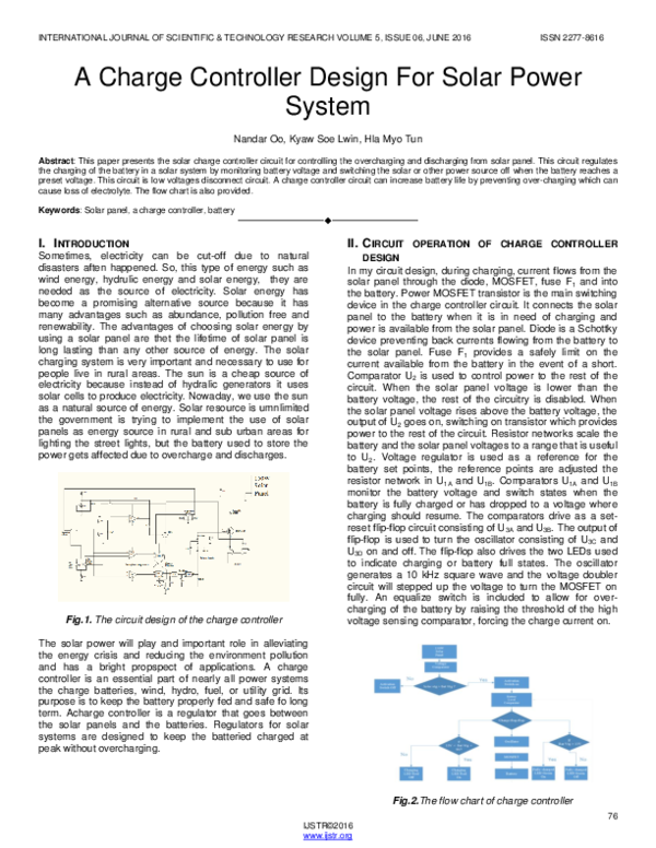 (PDF) A Charge Controller Design For Solar Power System