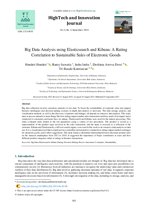 (PDF) Big Data Analysis using Elasticsearch and Kibana: A Rating ...