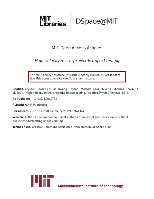 (PDF) High-velocity micro-projectile impact testing
