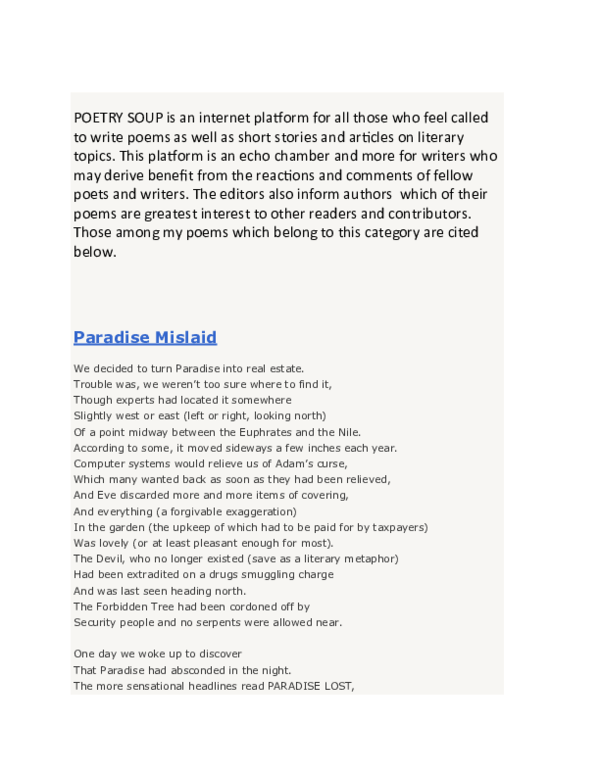 (DOC) Paradise Mislaid