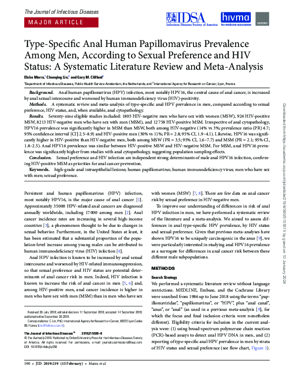 Pdf Type Specific Anal Human Papillomavirus Prevalence Among Men 8195