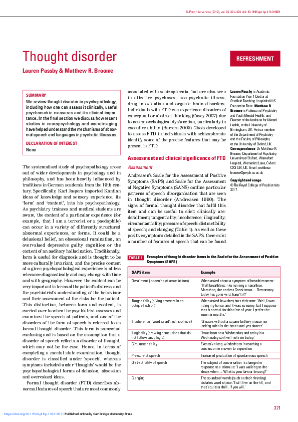 (PDF) Thought disorder