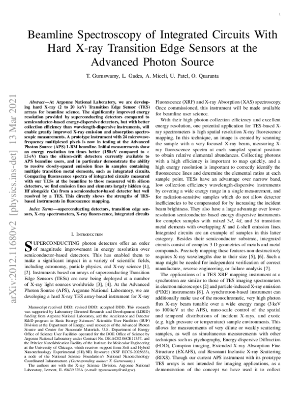 (PDF) Beamline Spectroscopy of Integrated Circuits With Hard X-Ray Transition Edge Sensors at ...