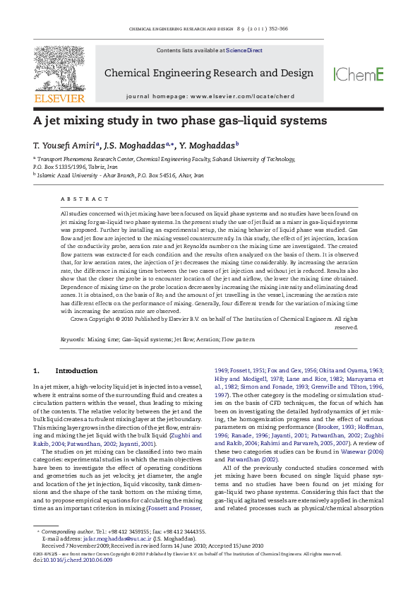 (PDF) A jet mixing study in two phase gas–liquid systems