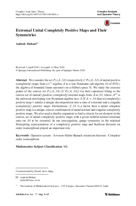(PDF) Extremal Unital Completely Positive Maps and Their Symmetries
