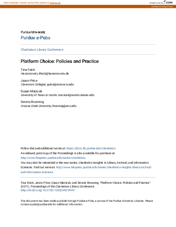 (PDF) Understanding Policies in Platform Choice Practices