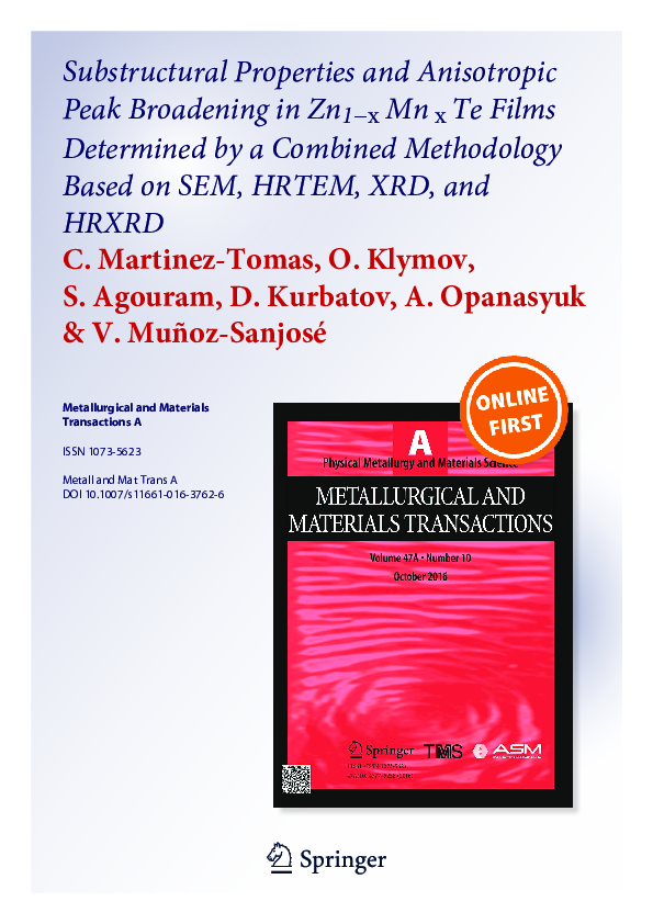 (PDF) Substructural Properties and Anisotropic Peak Broadening in Zn1−x Mn x Te Films Determined ...