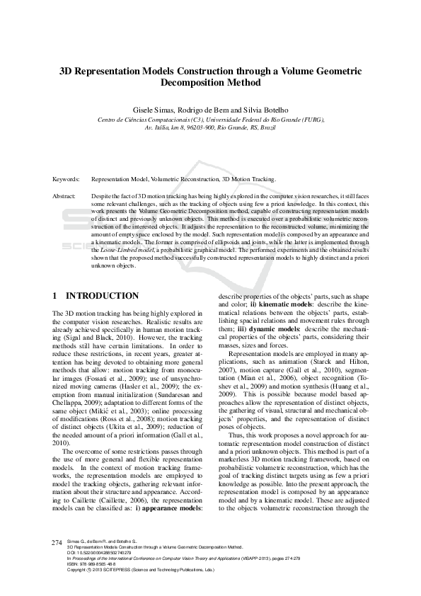 (PDF) 3D Representation Models Construction through a Volume Geometric ...