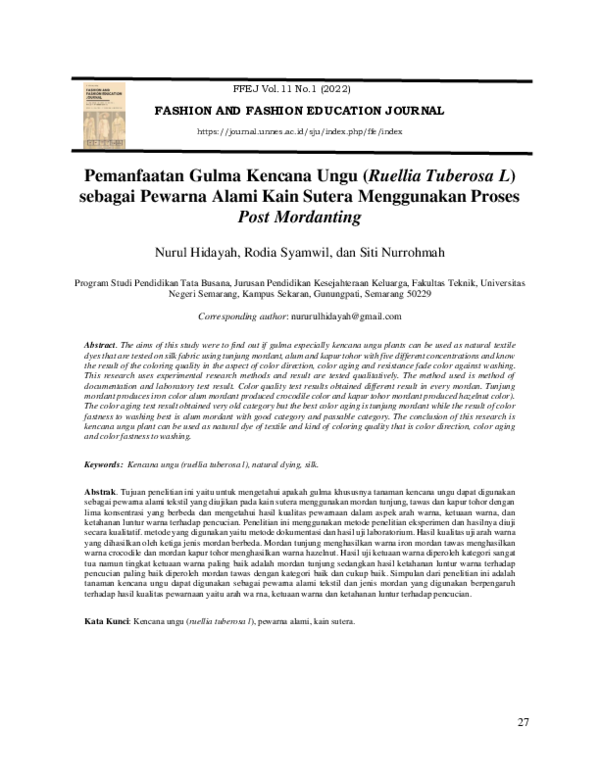 (PDF) Pemanfaatan Gulma Kencana Ungu (Ruellia Tuberosa L) Sebagai ...