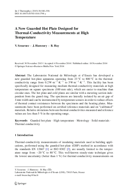 (PDF) A New Guarded Hot Plate Designed for Thermal-Conductivity ...