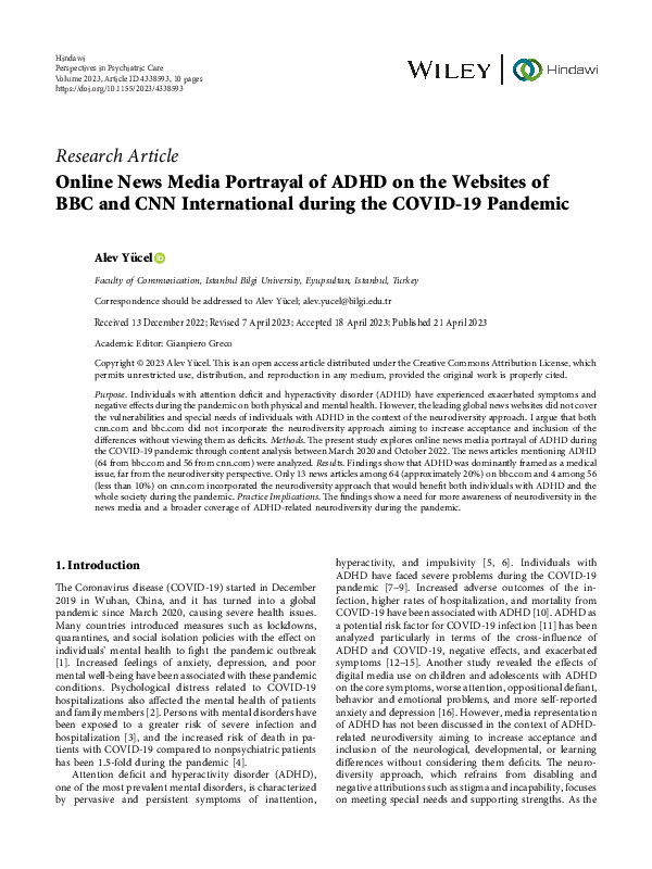 (PDF) Online News Media Portrayal of ADHD on the Websites of BBC and ...