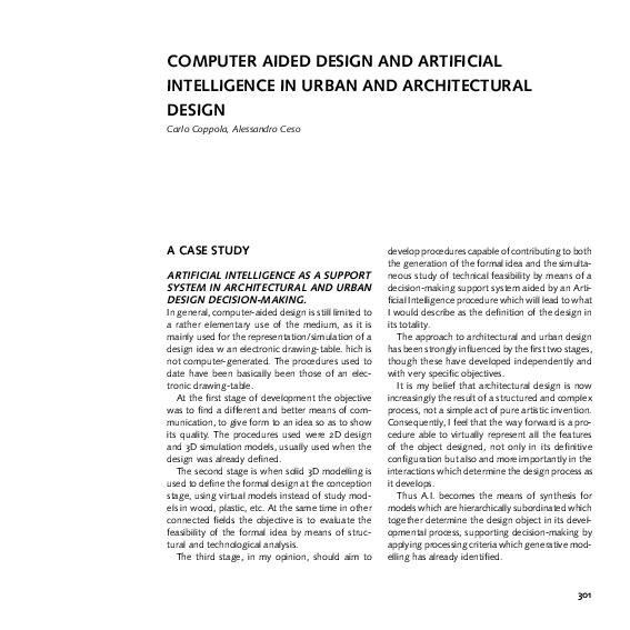 (PDF) Computer Aided Design and Artificial Intelligence in Urban and Architectural Design
