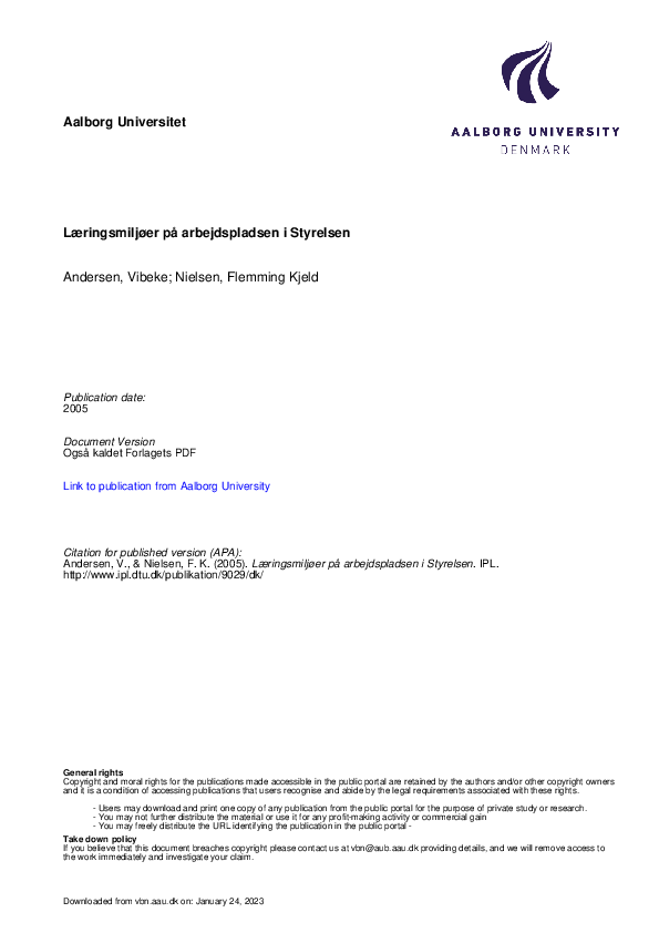 (PDF) Læringsmiljøer på arbejdspladsen i Styrelsen
