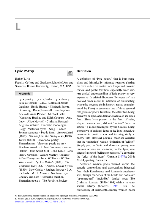 (PDF) Lyric Poetry