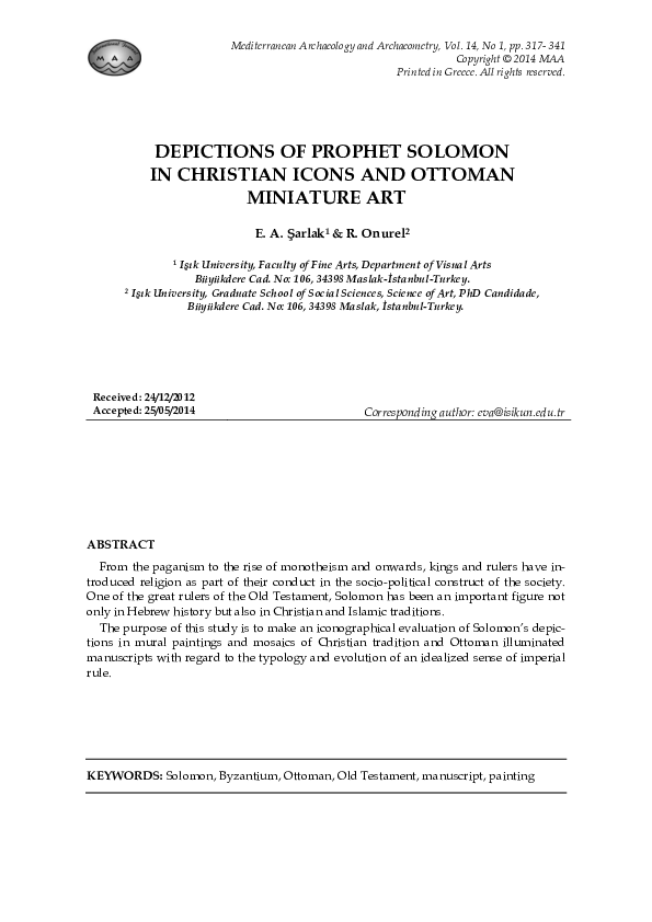 (PDF) Depictions of Prophet Solomon in Christian Icons and Ottoman ...