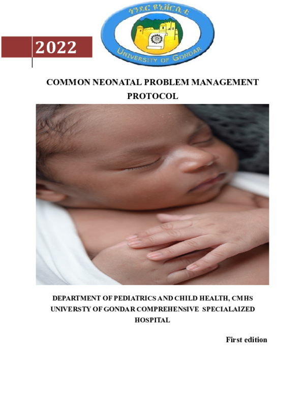 (PDF) common Neonatal problem management Protocol- University of Gondar ...