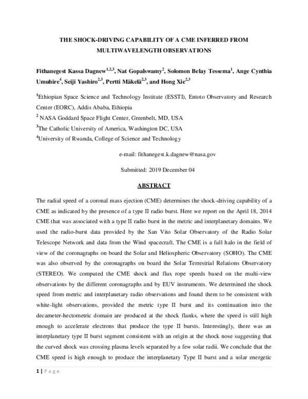 (PDF) The Shock-Driving Capability of a CME Inferred from ...