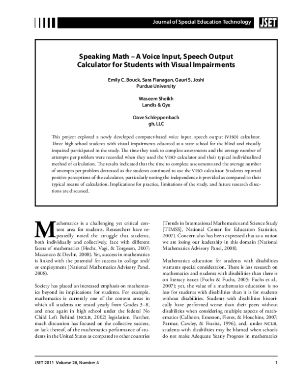 (PDF) Speaking Math — A Voice Input, Speech Output Calculator for ...