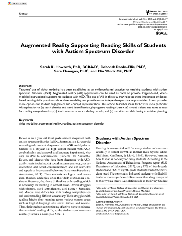 (PDF) Augmented Reality Supporting Reading Skills of Students with ...