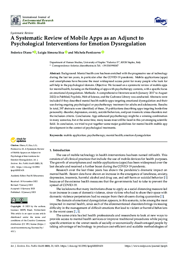 (PDF) A Systematic Review of Mobile Apps as an Adjunct to Psychological Interventions for ...